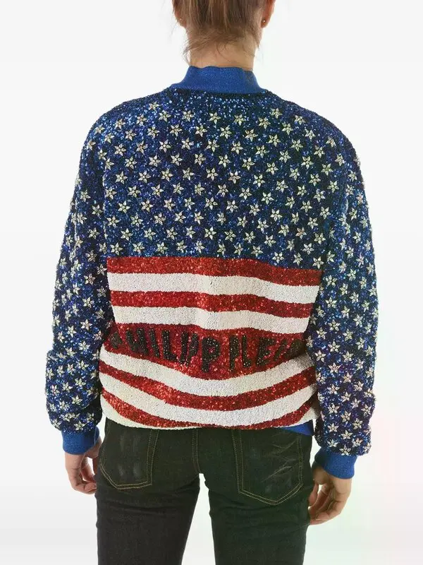 Philipp Plein Sequin Embellished Star Bomber Jacket