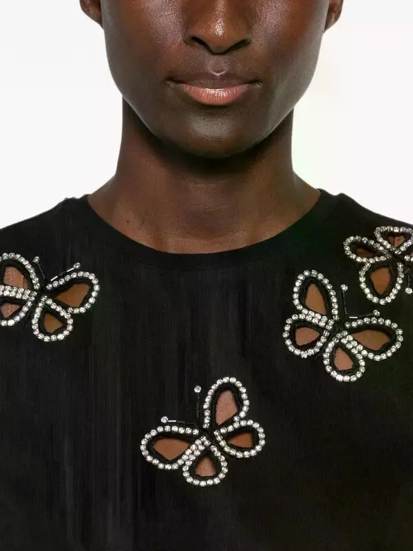 Alice + Olivia Crystal-embellished Butterfly T-shirt