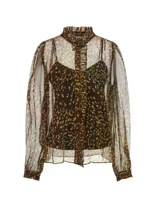 TWINSET Animal-print Ruffled Shirt - Brown