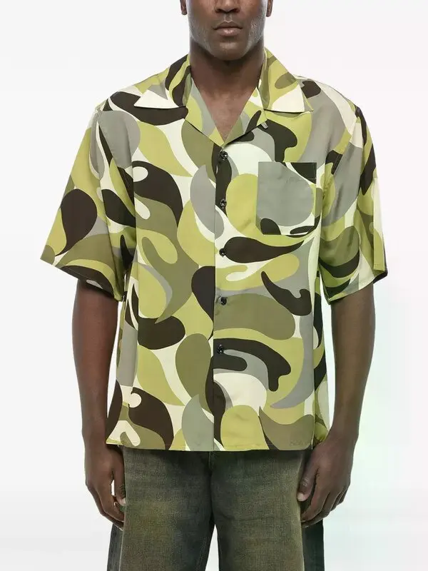 Marni Abstract-pattern Bowling Shirt - Green