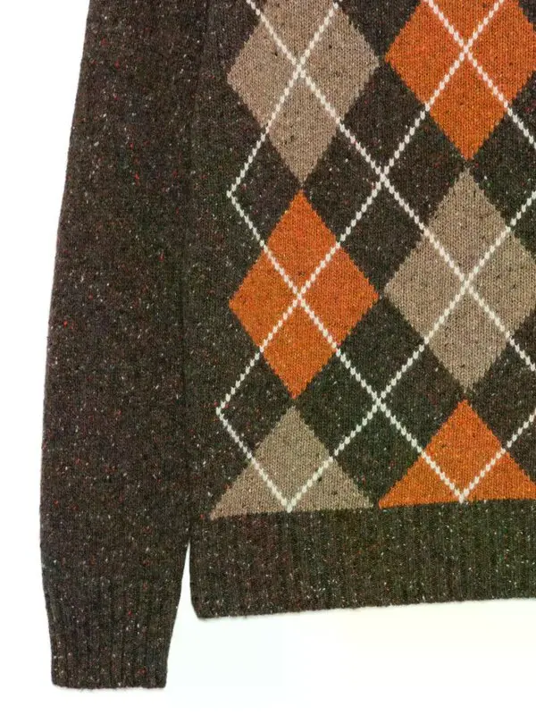 KANGRA Argyle-pattern Flecked-knit Sweater