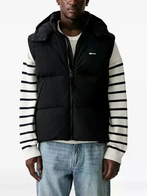 Karl Lagerfeld Hooded Quilted Gilet - Black