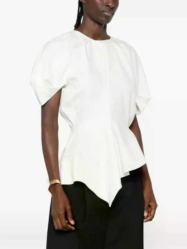 Khaite Asymmetrical Peplum Blouse - White