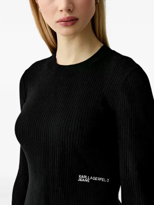 Karl Lagerfeld Ribbed Knit Lace-up Sweater - Black