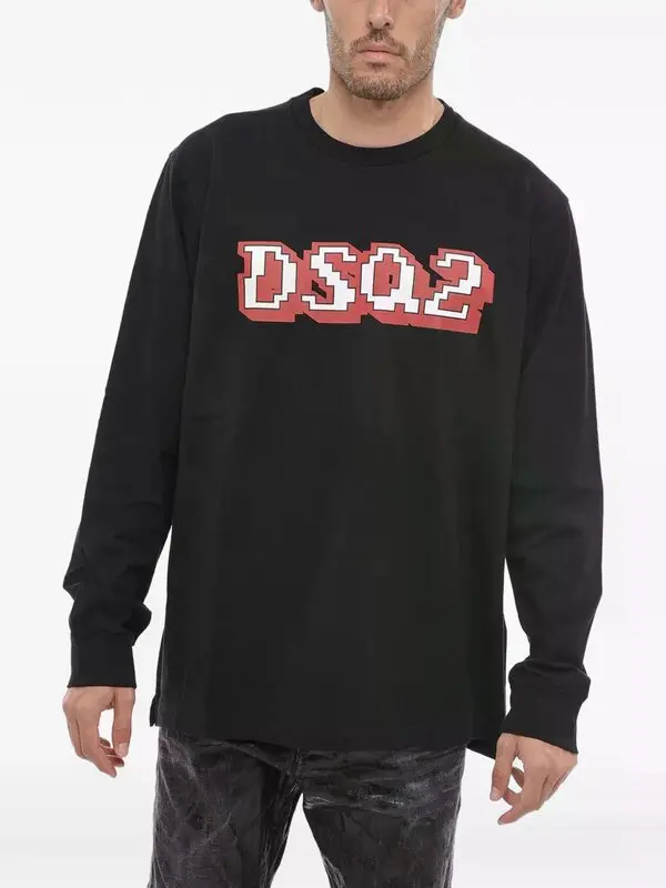Dsquared2 Logo-print Long-sleeve Cotton T-shirt - Black