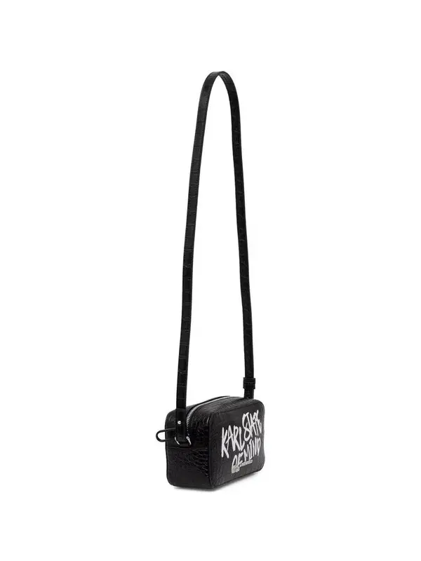 Karl Lagerfeld Croc-effect Logo Print Shoulder Bag