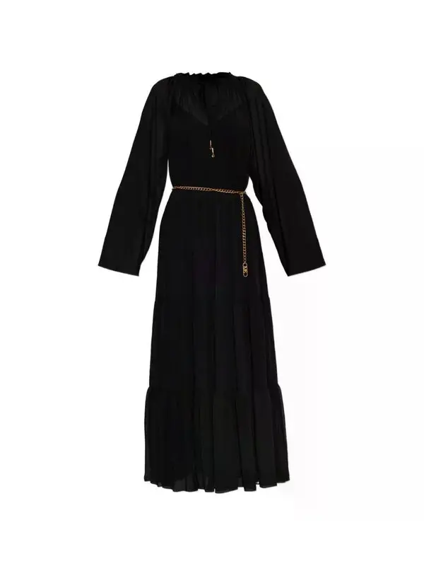 Michael Kors Belted Tiered Maxi Dress - Black