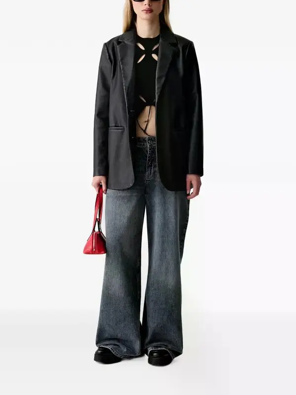 Karl Lagerfeld Cut-out Cropped Long Sleeve Top - Black