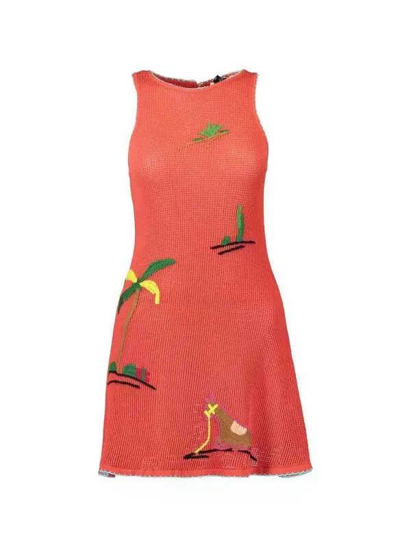 Staud Marea Embroidered Mini Dress - Orange