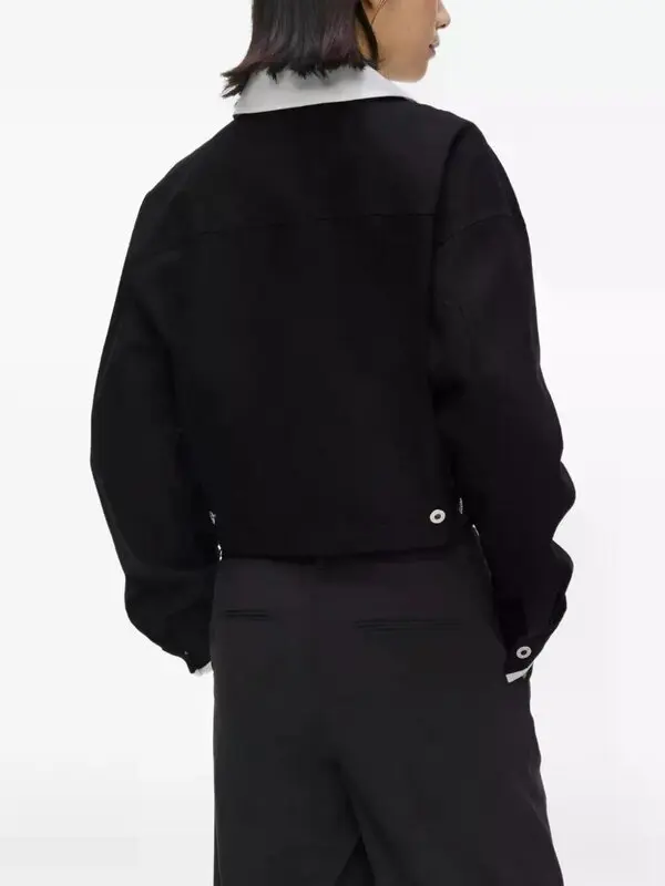 Karl Lagerfeld Cropped Denim Jacket With Logo Embroidery