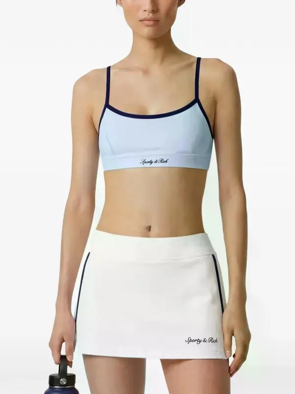 SPORTY & RICH Logo-print Athletic Bra - Blue