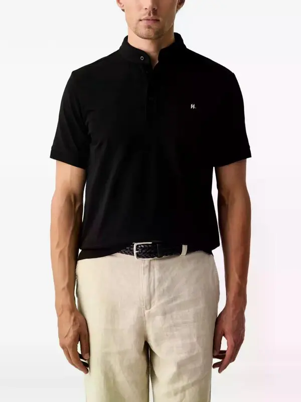 Karl Lagerfeld Logo-plaque Mandarin-collar T-shirt
