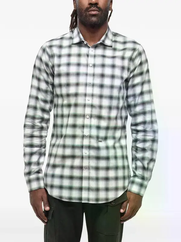 Dsquared2 Blurred Check French Collar Shirt