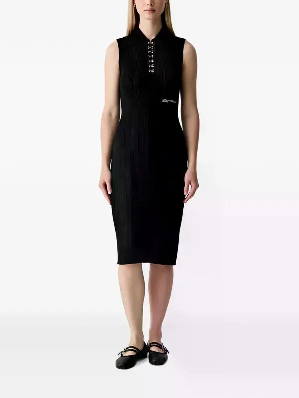 Karl Lagerfeld Ribbed-knit Midi Dress - Black