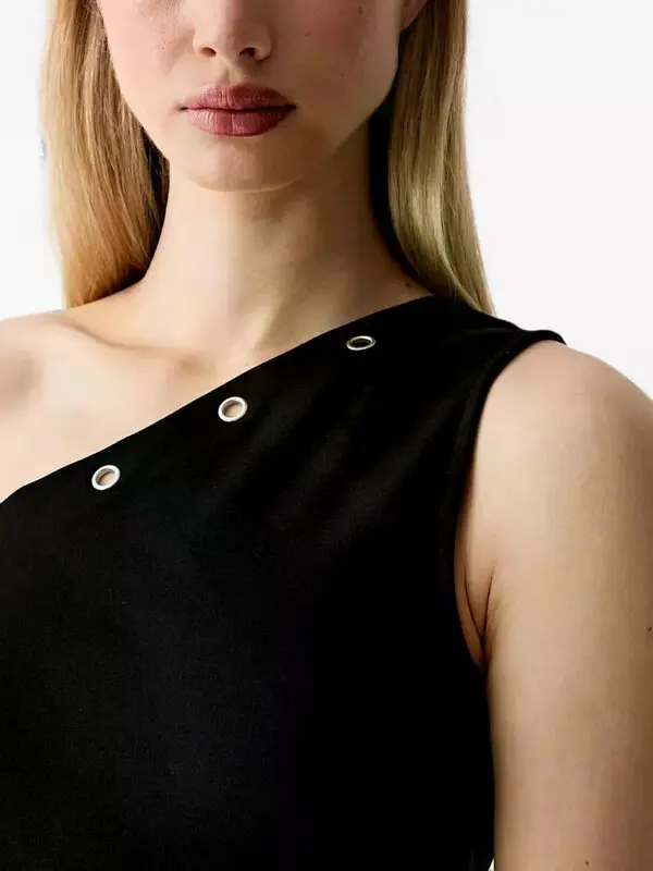 Karl Lagerfeld Eyelet Embellished One-shoulder Top