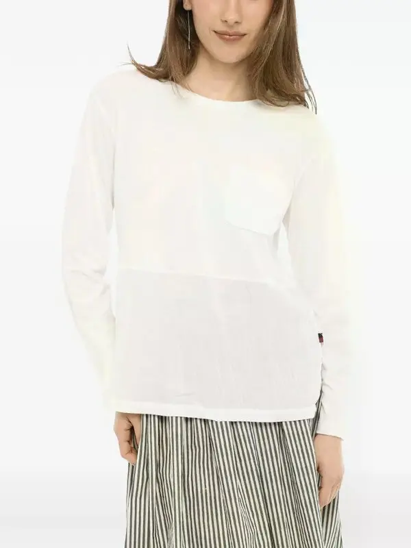 Woolrich Long Sleeve Crewneck Top With Chest Pocket - White