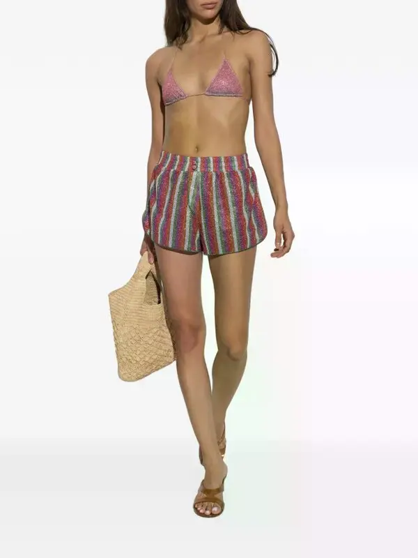 Oseree Striped Lurex-thread Mini Shorts