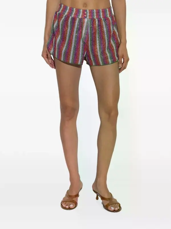 Oseree Striped Lurex-thread Mini Shorts