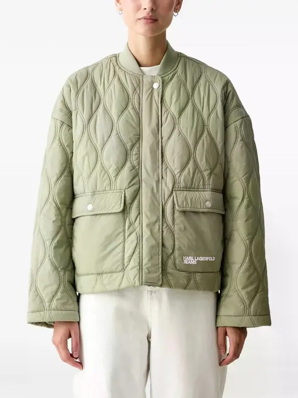 Karl Lagerfeld Quilted Logo-print Jacket - Green