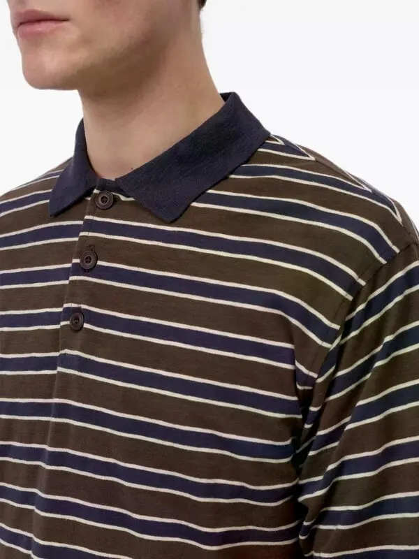 Closed Striped Long-sleeve Polo Shirt