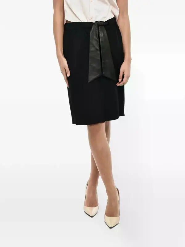 Dsquared2 Leather-belt Front-slit Midi Skirt - Black