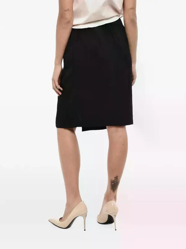Dsquared2 Leather Belt Front Slit Midi Skirt