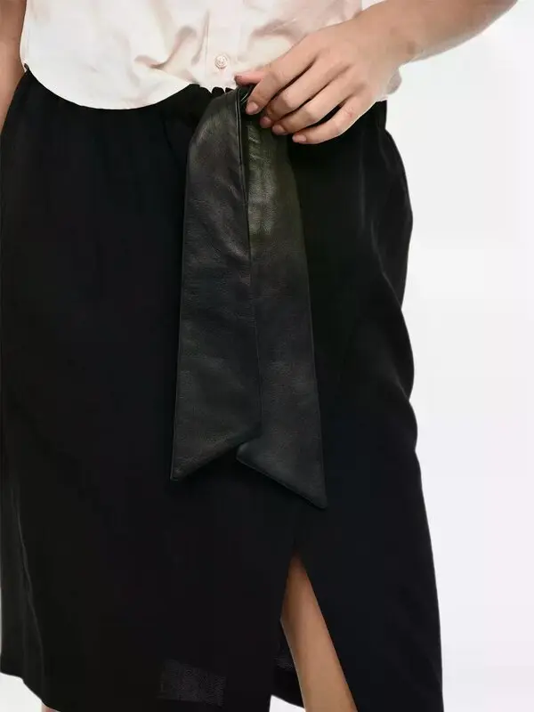 Dsquared2 Leather Belt Front Slit Midi Skirt