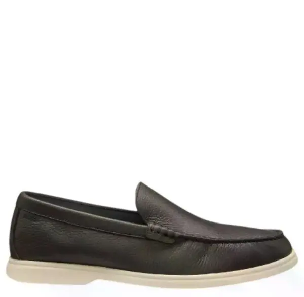 BOSS Grained Leather Loafers - Brown