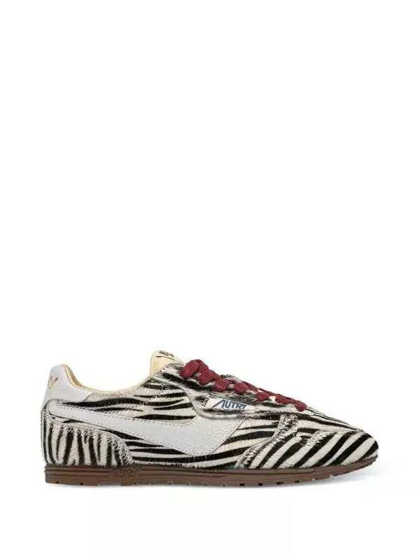 AUTRY Zebra-print Calf-hair Sneakers - White