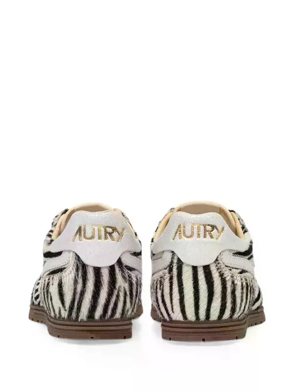 AUTRY Zebra-print Calf-hair Sneakers - White