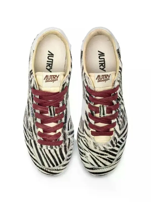 AUTRY Zebra-print Calf-hair Sneakers - White