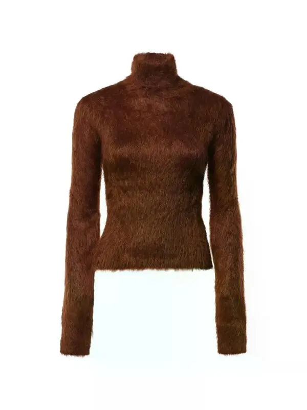 DONDUP Brushed-effect Roll-neck Sweater - Brown