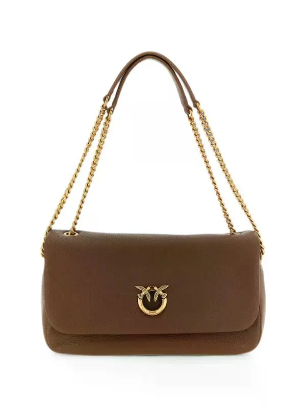 Pinko Love Birds Leather Shoulder Bag - Brown