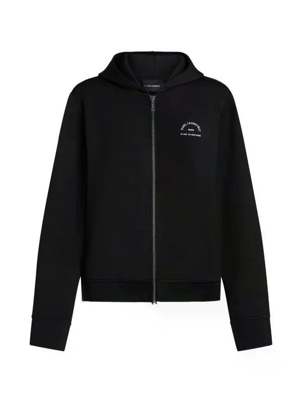 Karl Lagerfeld Zip-up Hoodie With Balloon Sleeves - Black