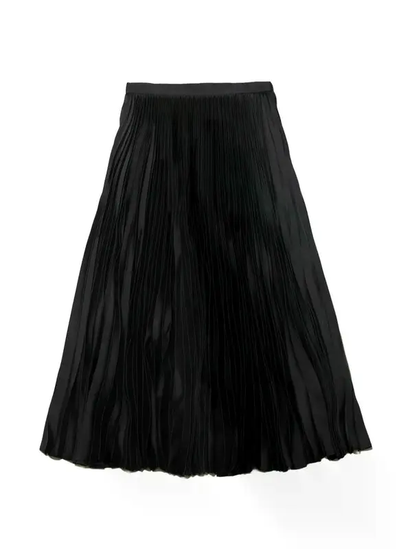 JIL SANDER Pleated Satin-finish Skirt - Black