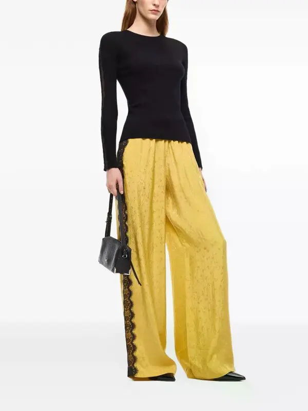 Pinko Ribbed Knit Lace-trimmed Sweater