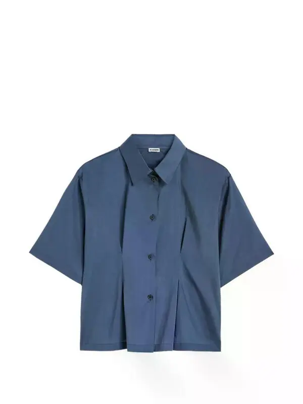 JIL SANDER Pleated Short-sleeve Shirt - Blue