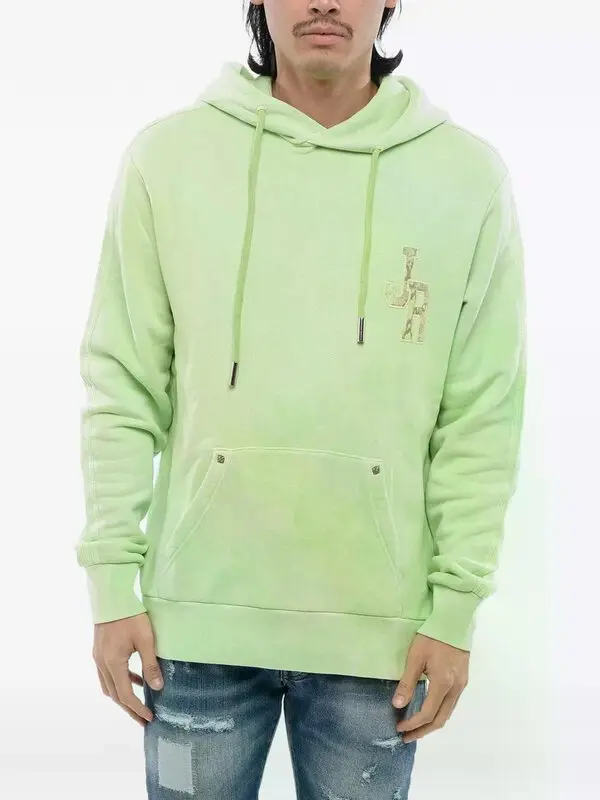 John Richmond Embroidered Logo Brushed Hoodie - Green