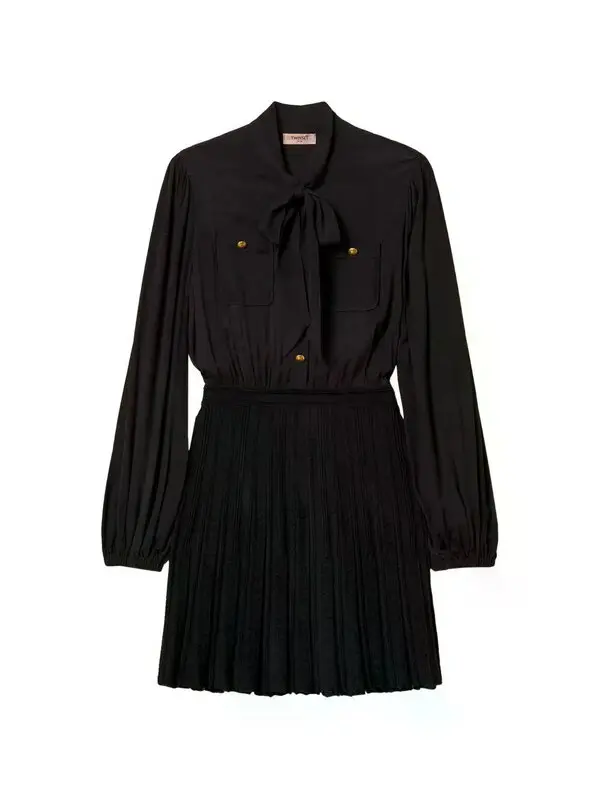 TWINSET Short Dress With Knitted Skirt - Black