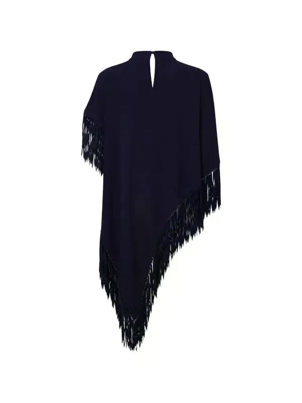 BOSS Sleeveless High Neck Fringe Trim Asymmetric Top