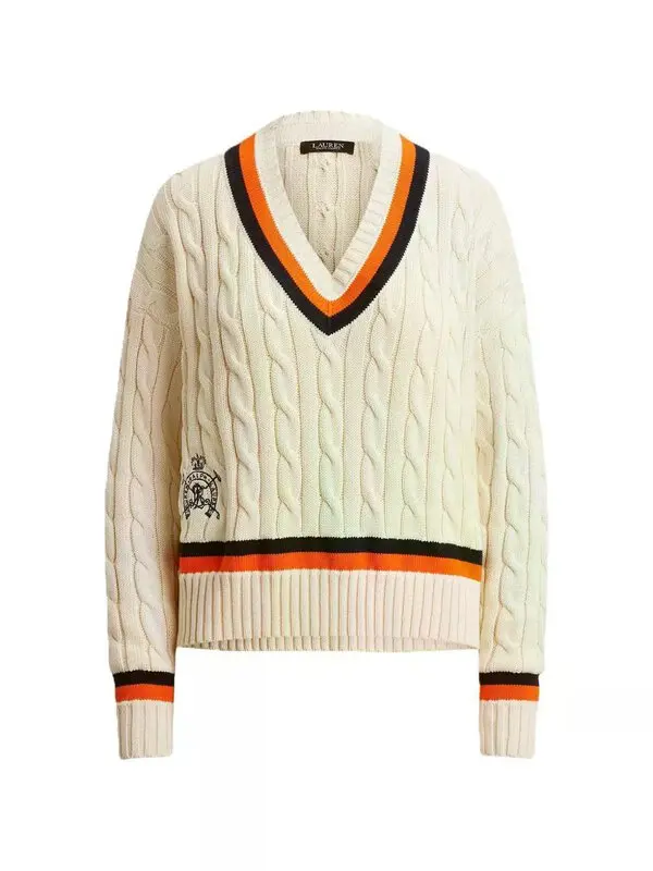 Ralph Lauren Cable-knit V-neck Sweater - Neutrals