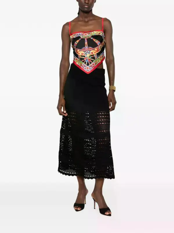 Dolce & Gabbana Carretto Print Silk Top - Black
