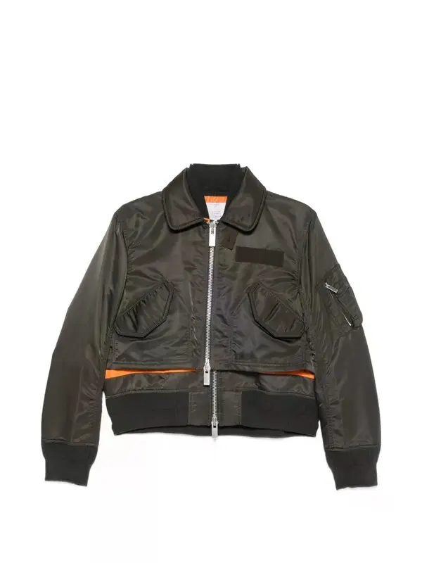 Sacai Layered-design Zip-up Jacket - Green
