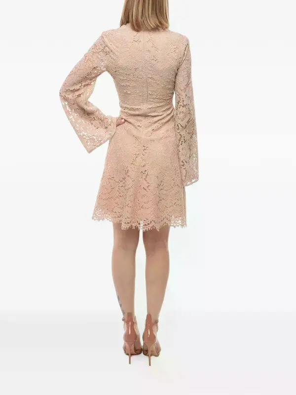 SUPER BLOND Lace Long-sleeve Mini Dress - Neutrals
