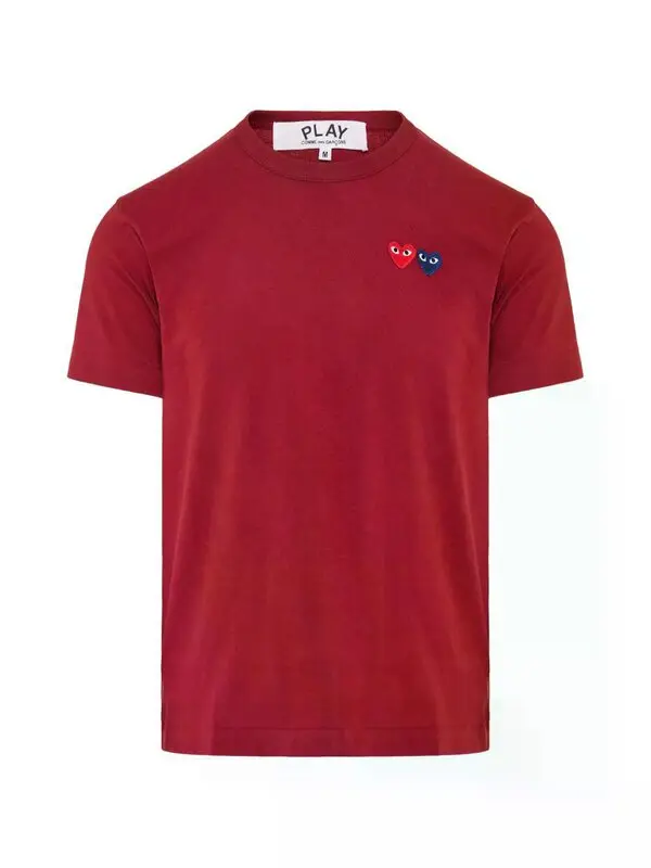 Play Comme Des Garcon Play Double Heart-patch T-shirt - Red