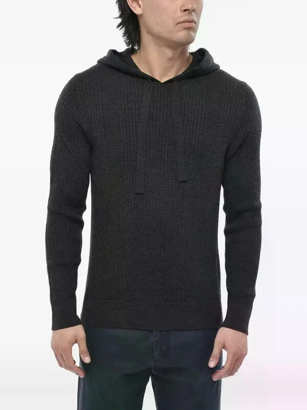 PAOLO PECORA Ribbed Knit Hoodie - Grey
