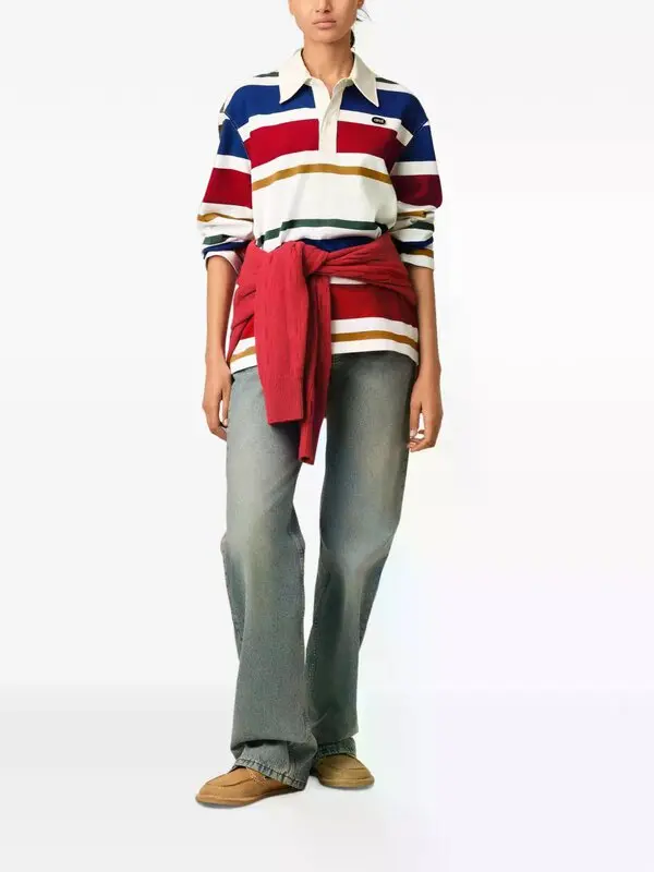AMI Paris Striped Cotton Polo With Patch