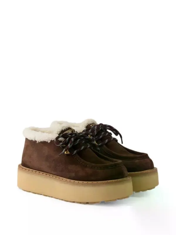 Prada Shearling Lined Suede Booties