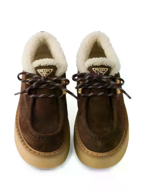Prada Shearling Lined Suede Booties