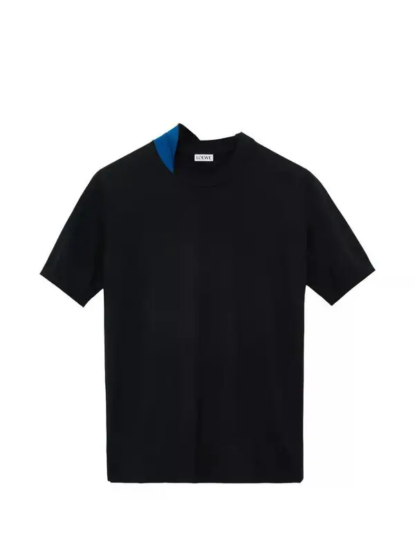 Loewe Asymmetric Neck Sweater With Anagram Embroidery - Black